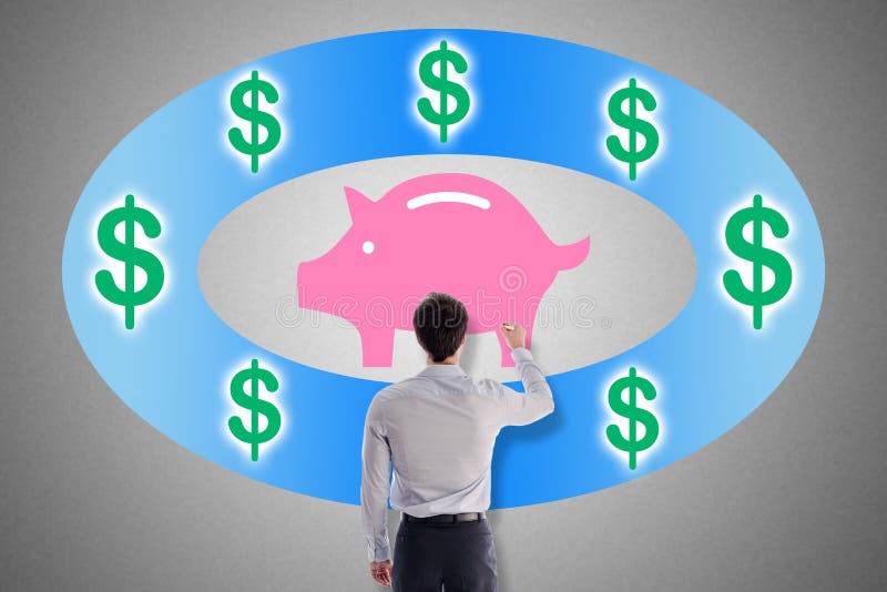 Saving Money Concept Drawn by a Man Stock Image - Image of financial ...