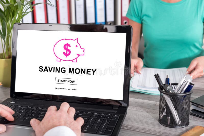 Saving Money Concept on a Laptop Stock Photo - Image of financial ...