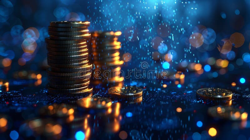 Saving Money Concept. Low Poly Style Design. Blue Geometric Background ...