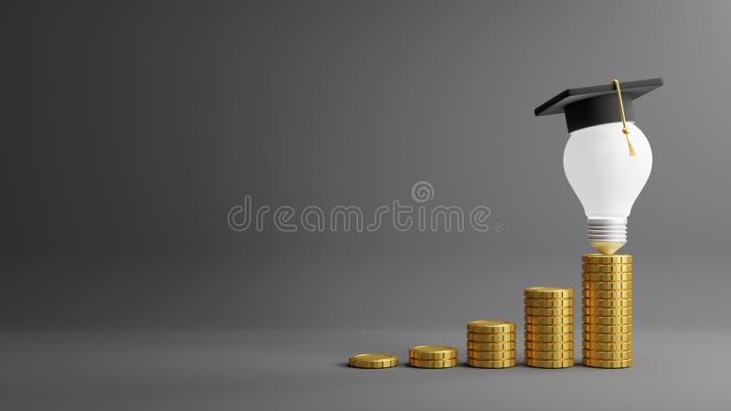 Saving Money for Education Concept Design of Gold Coin with Lightbulb ...