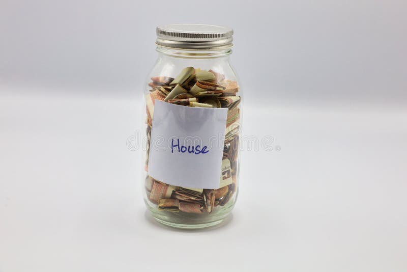 Saving Money in the Glass with Background Stock Image - Image of ...