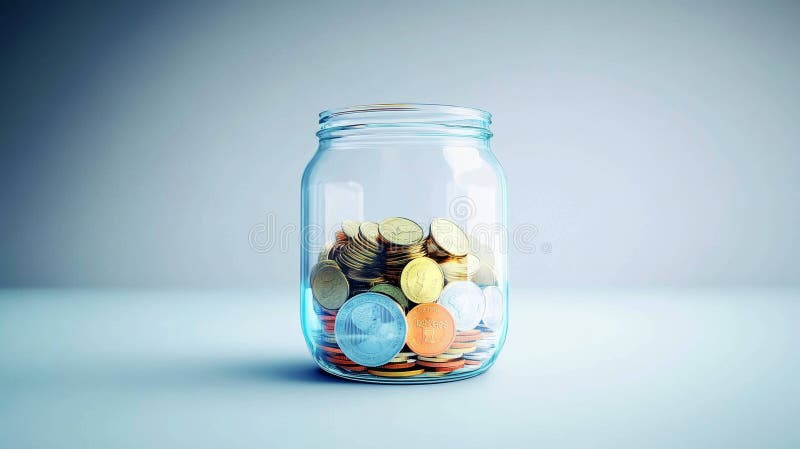 Saving Money in a Glass Jar is a Visual Metaphor for Achieving ...