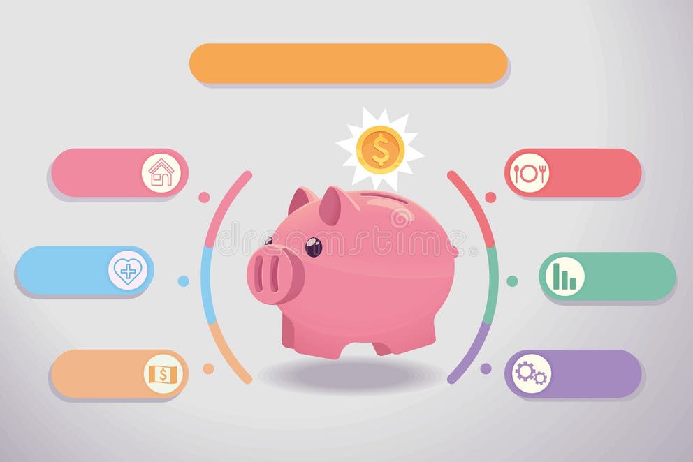 Saving money infographic stock vector. Illustration of vector - 249260920