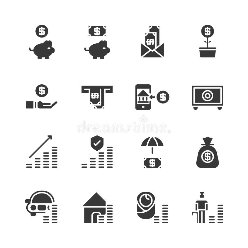 Saving Money and Investment Icon Set.Vector Illustration Stock Vector ...