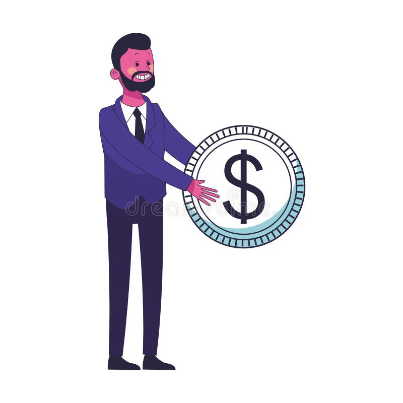 Saving money man cartoon stock vector. Illustration of adult - 135436365