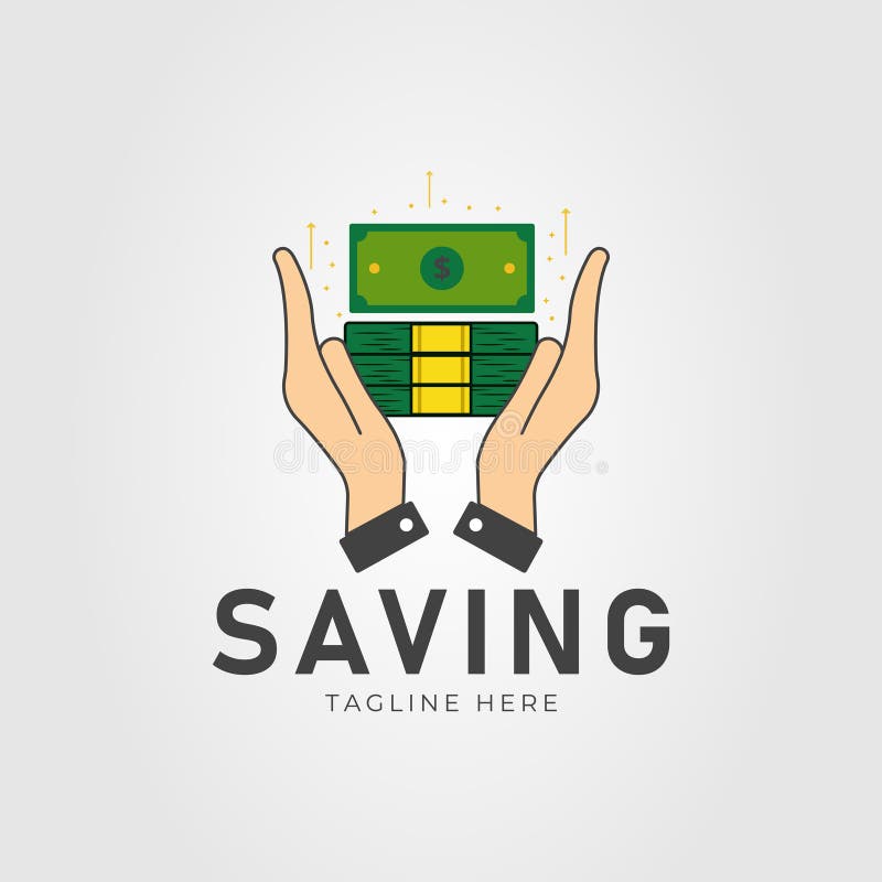Saving Money or Pile of Banknote and Hands Up Logo Vector Illustration ...