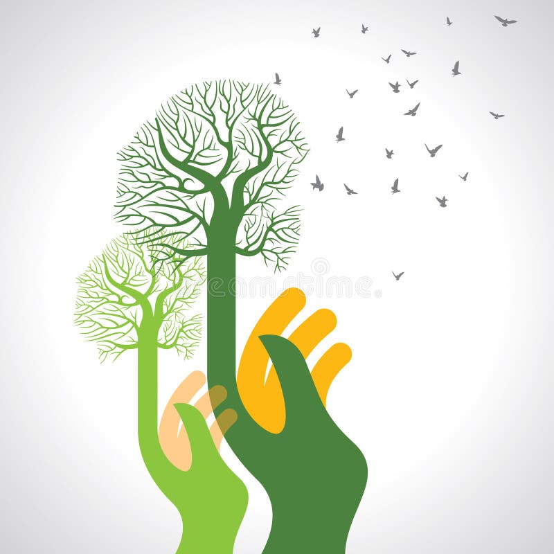 Saving Nature with Hands Icon - Illustration Stock Vector ...