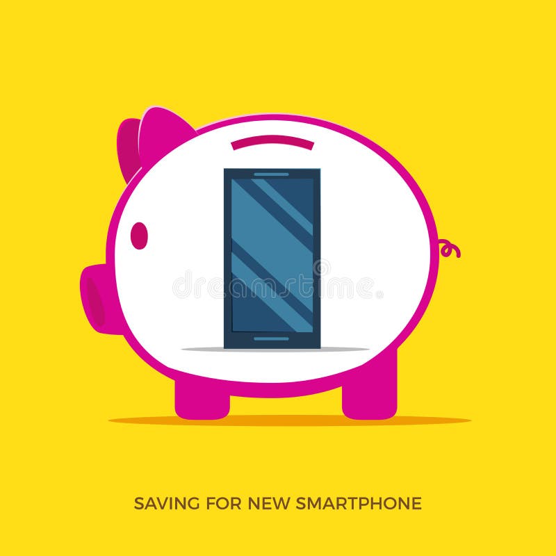 Saving for New Smart Phone. Isolated Vector Illustration Stock Vector ...