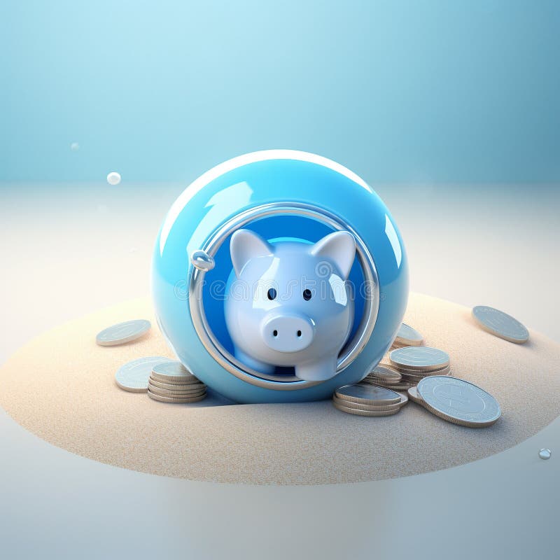 Saving Piggy Bank Icon with Coins Generative AI Stock Illustration ...