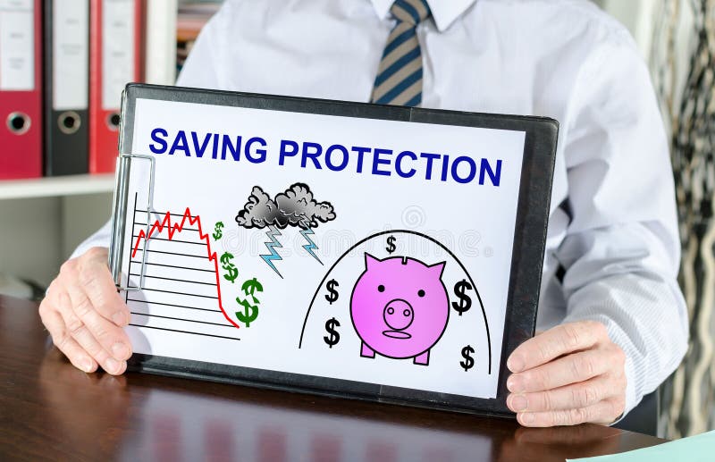 Saving Protection Concept on a Clipboard Stock Photo - Image of crash ...