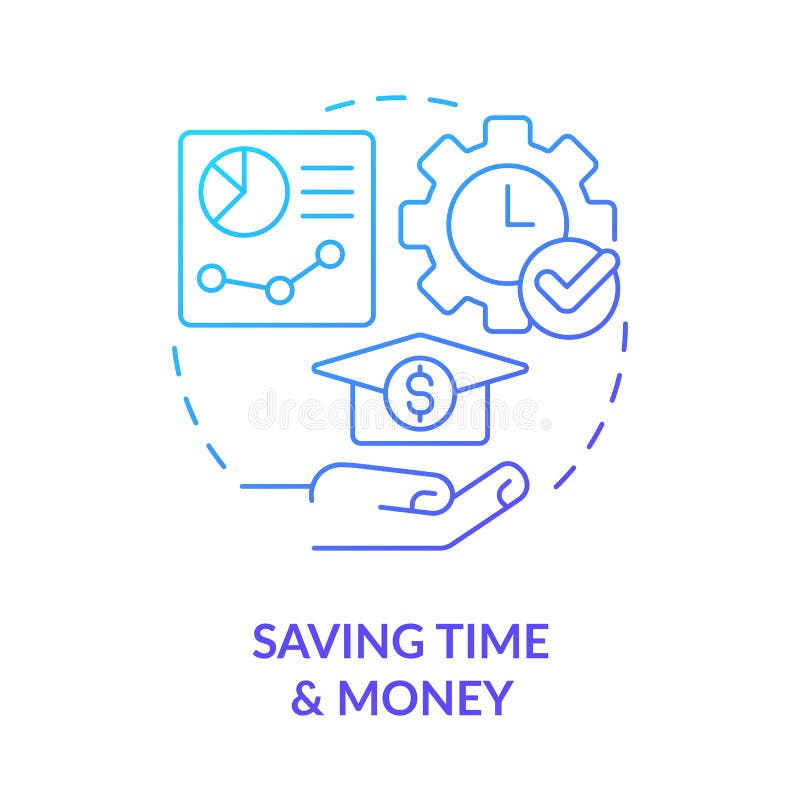 Saving Time and Money Blue Gradient Concept Icon Stock Vector ...