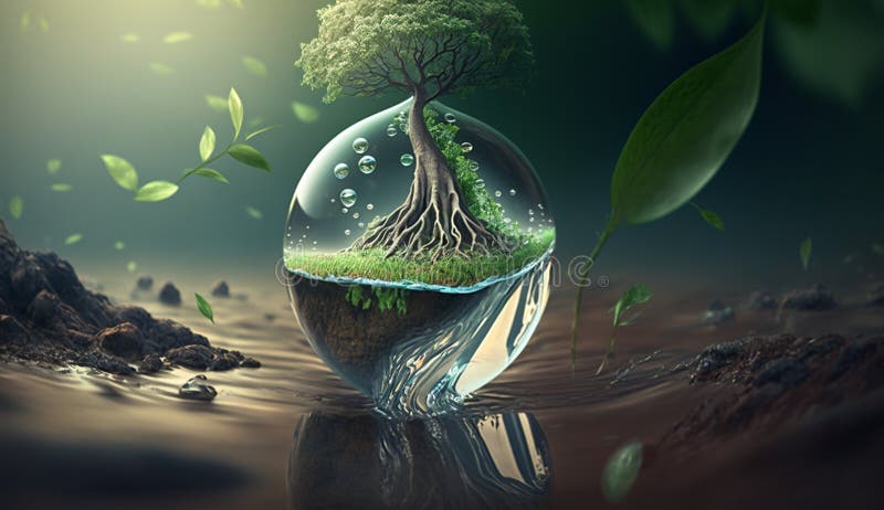 Saving water Ai generative stock illustration. Illustration of planet ...