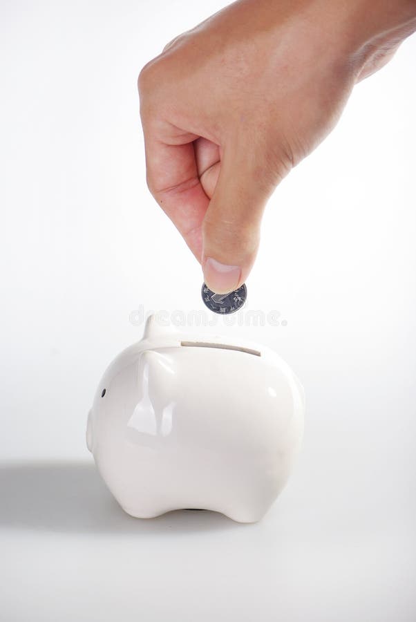 Penny Piggy Bank Hand stock image. Image of coin, increasing - 24285201
