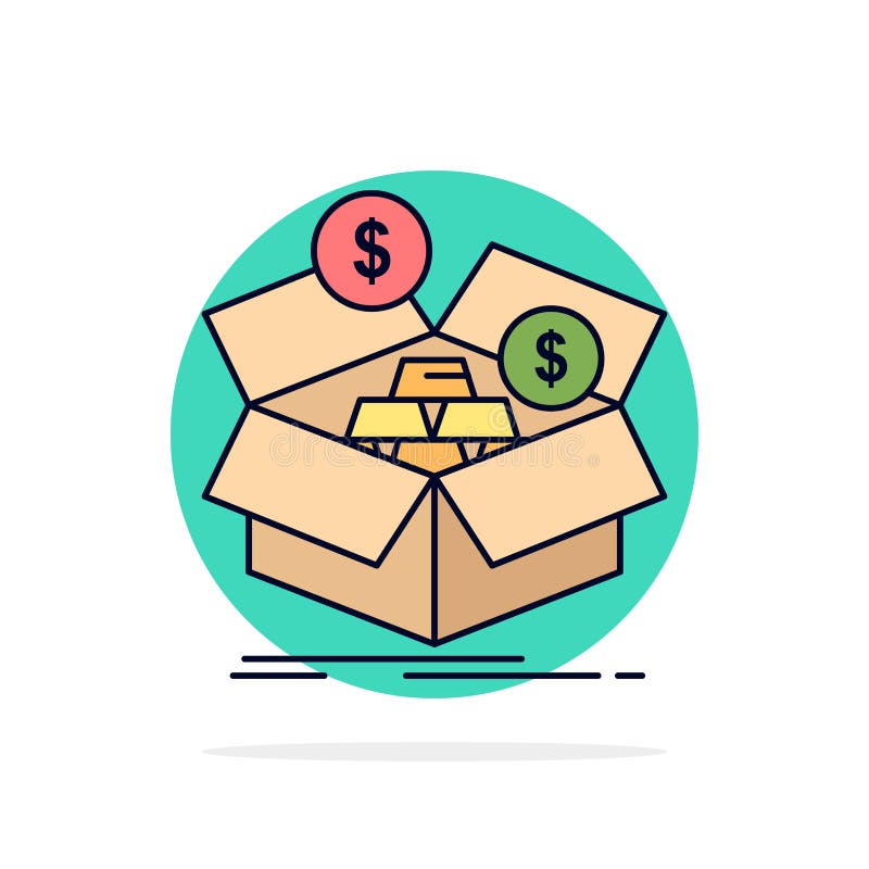 Savings, Box, Budget, Money, Growth Flat Color Icon Vector Stock Vector ...