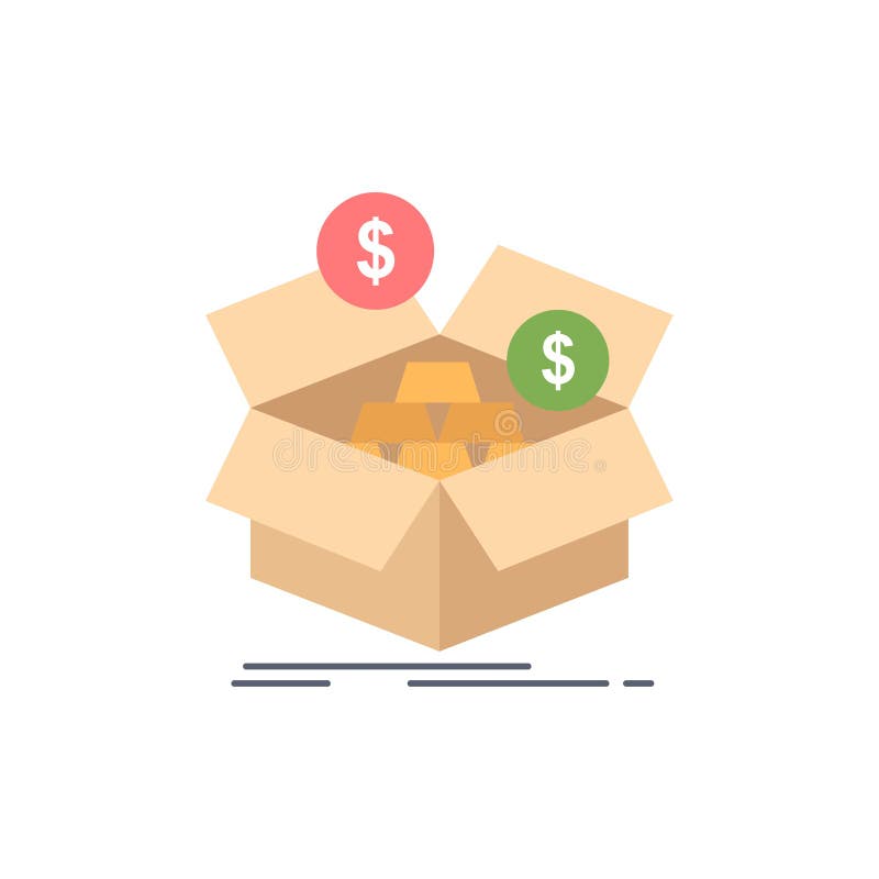 Savings, Box, Budget, Money, Growth Flat Color Icon Vector Stock Vector ...