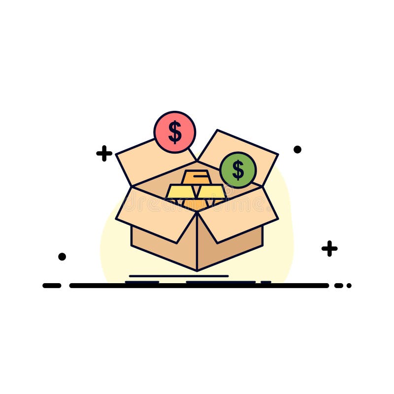 Savings, Box, Budget, Money, Growth Flat Color Icon Vector Stock Vector ...