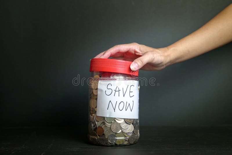 Savings Concept. Coins Saved Inside Container Stock Photo - Image of ...