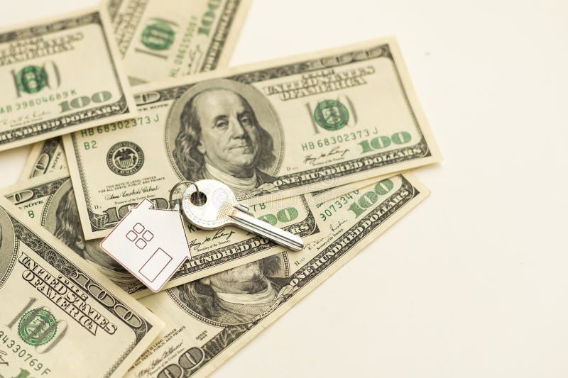 Savings Concept. the Key Ring Lies on the Money Stock Photo - Image of ...