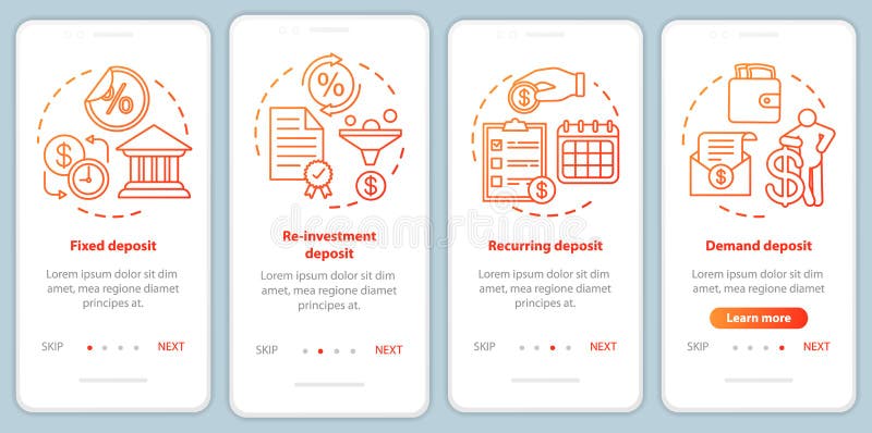 Savings, Deposit Investment Onboarding Mobile App Page Screen Vector ...