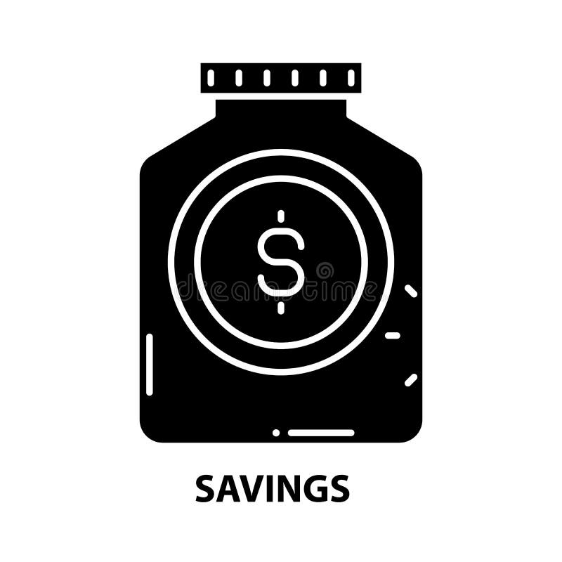 Savings Icon, Black Vector Sign with Editable Strokes, Concept ...