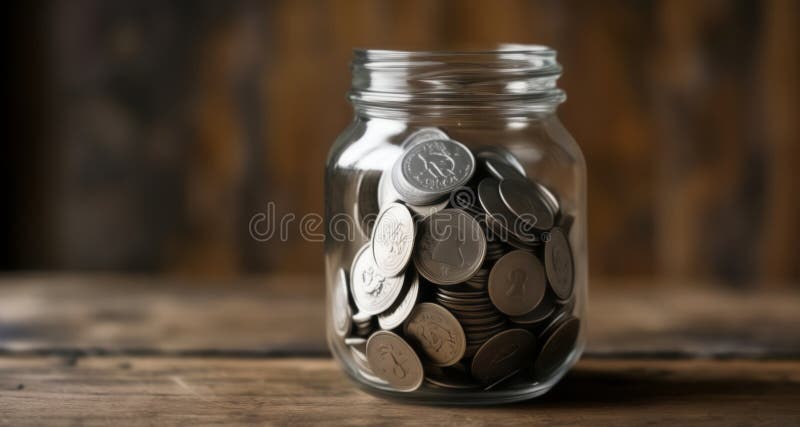 Savings Jar with Coins, Symbolizing Financial Goals and Budgeting Stock ...