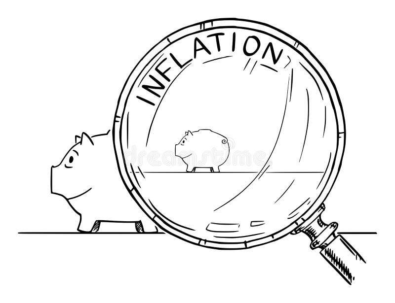 Savings Looks Smaller during Inflation , Vector Cartoon Illustration ...