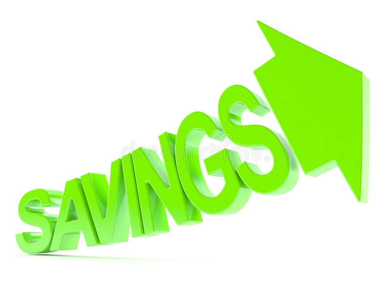 Savings Text with Green Arrow Stock Illustration - Illustration of ...