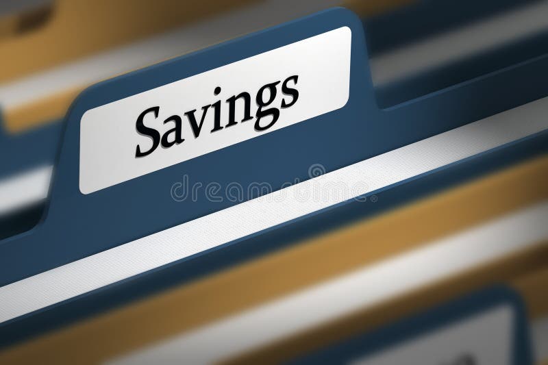 Savings Word on File Folder Tab Stock Illustration - Illustration of ...
