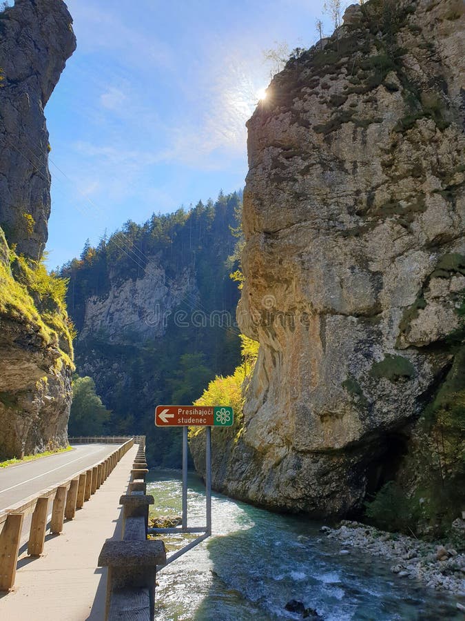 Savinja River and Road - between Luce and Solcava in Autumn Slovenia ...