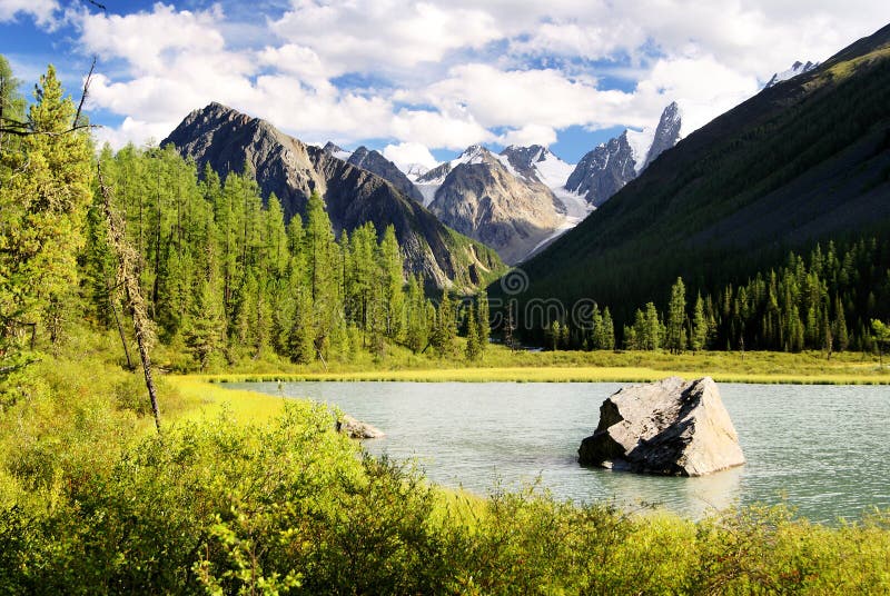 Savlo Valley in Altai Range Stock Image - Image of forest, pond: 9530771