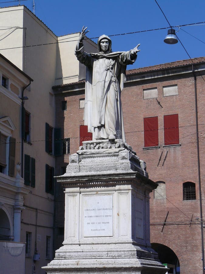 Savonarola Monument in His Home Town Ferrara, Italy. Stock Photo ...