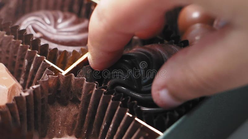 Hand Pick Chocolates in a Gift Box Stock Video - Video of sweets ...