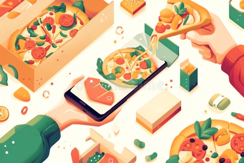 Savor the Digital Flavor in this Visual Delight. a Blend of Pizza, Tech ...