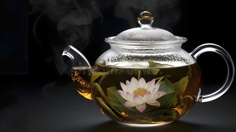 Savoring Chinese Tea with Lotus Flowers Stock Photo - Image of brew ...