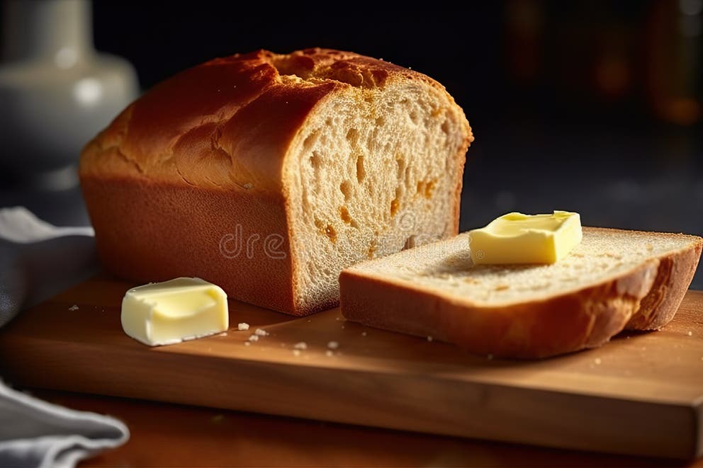 Savoring the Delight of Buttered Bread. Created with Generative AI Stock Illustration ...
