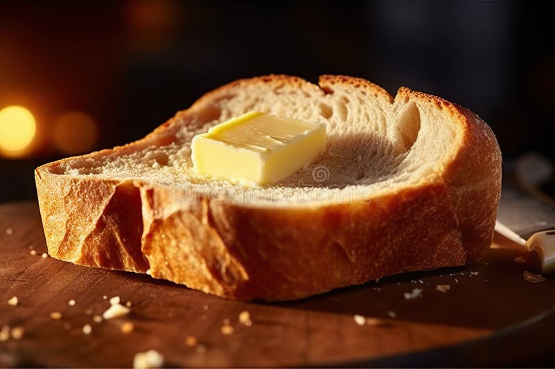 Savoring the Delight of Buttered Bread. Created with Generative AI ...