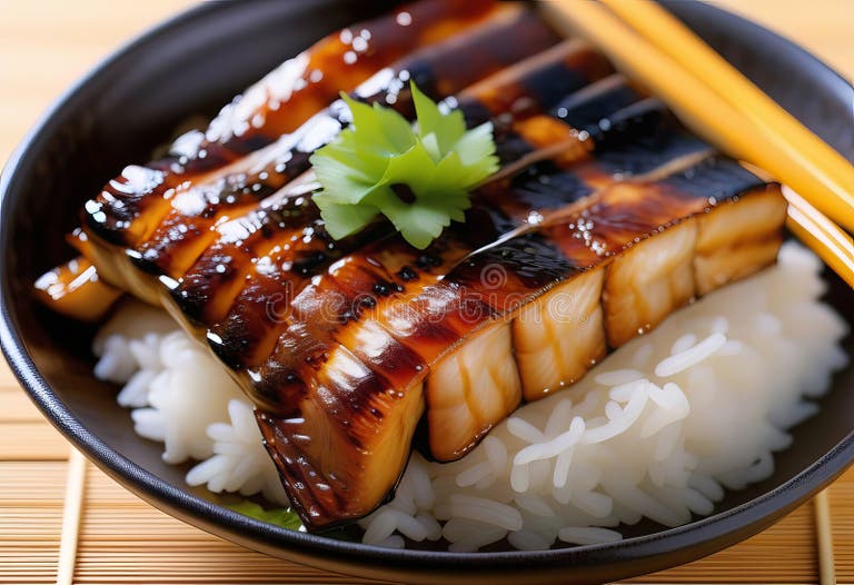 Savoring the Flavors of Grilled Eel Over Rice Stock Illustration ...