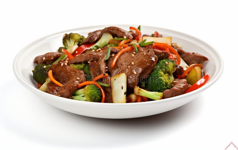 Savory Beef Dish on White Background Stock Illustration - Illustration ...