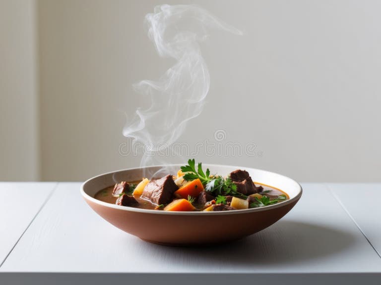 Savory Beef Stew with Aromatic Steam Rising. Stock Image - Image of ...