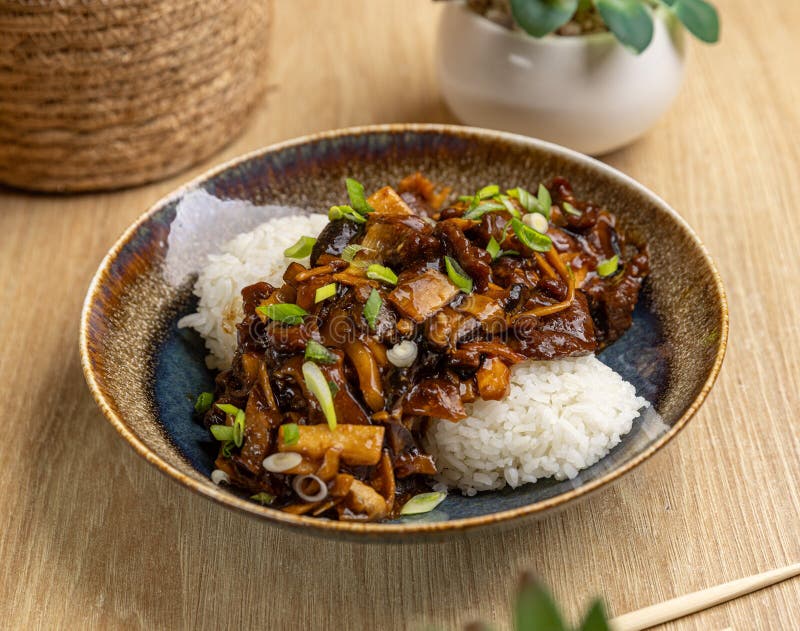 Savory Beef Stir Fry with Rice Stock Image - Image of rice ...