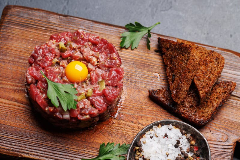 Savory Beef Tartare and Brown Bread Toasts Stock Image - Image of meal ...