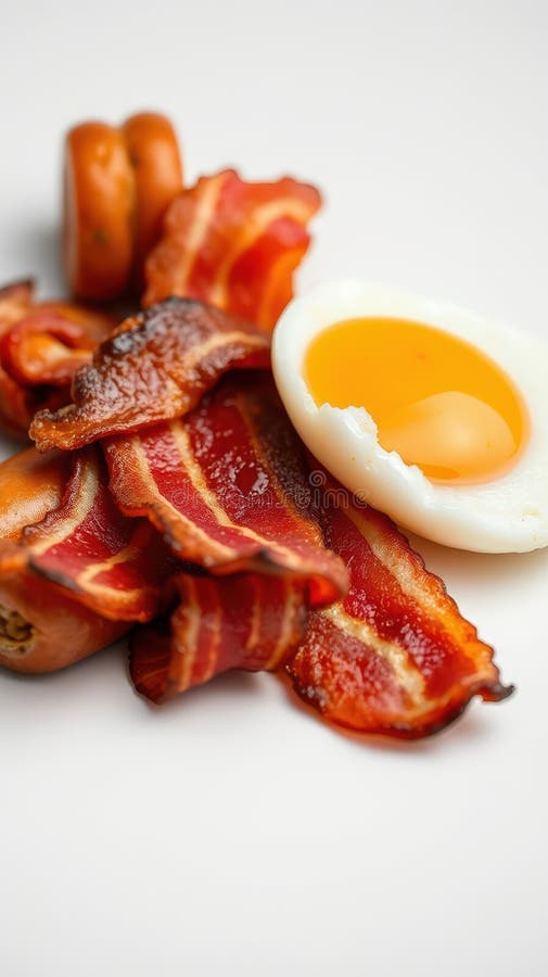 Savory Breakfast Plate Featuring Crispy Bacon and Perfectly Cooked Egg ...