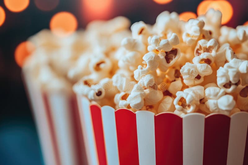 Savory Buttered Popcorn in a Red Box. Stock Illustration - Illustration ...