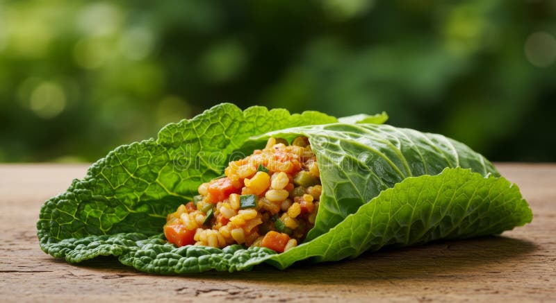 Savory Cabbage Rice Wrap with Carrots Stock Illustration - Illustration ...