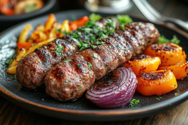 Savory Cevapi with Grilled Veggies, Showcasing a Balkan Culinary ...