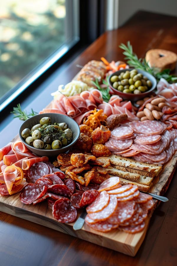 Savory Charcuterie Board Featuring a Variety of Delectable Meat Snacks ...