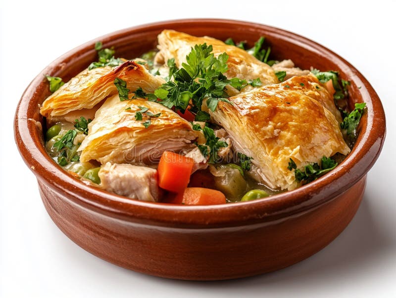 A Savory Chicken Pot Pie with Flaky Crust and Vegetables in a Rustic ...