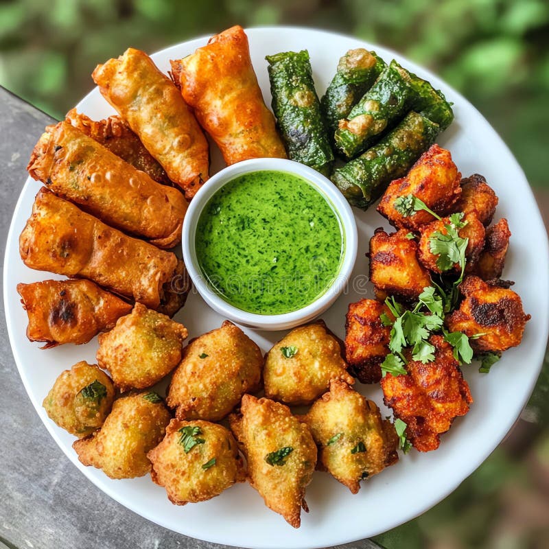 Savory Fried Snacks: Crispy Rolls, Fritters, and Spicy Bites with Mint ...