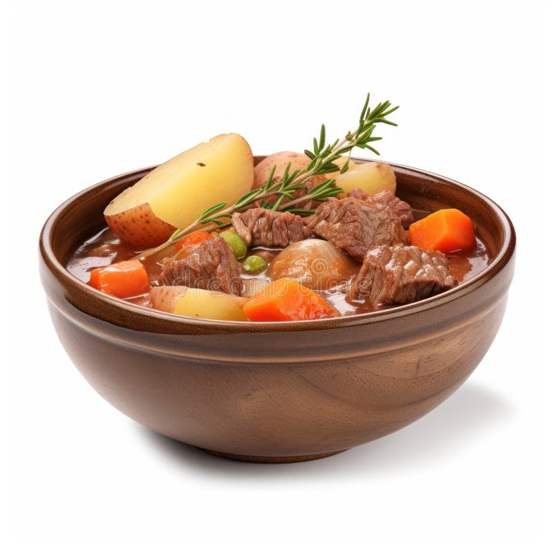 Savory Irish Beef Stew in a Bowl on White Background . Stock ...