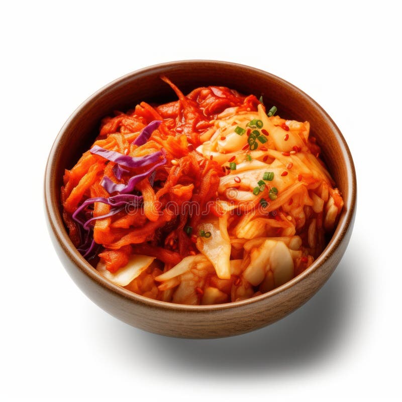 Savory Korean Kimchi in a Bowl on White Background . Stock Illustration ...